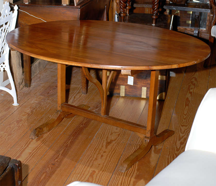 19th Century French Collapsible Oval Wine Tasting Table with Wedge ...