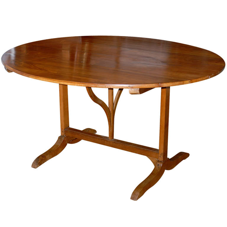 19th Century French Collapsible Oval Wine Tasting Table with Wedge ...