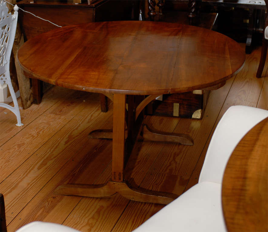 19th Century French Collapsible Oval Wine Tasting Table with Wedge ...