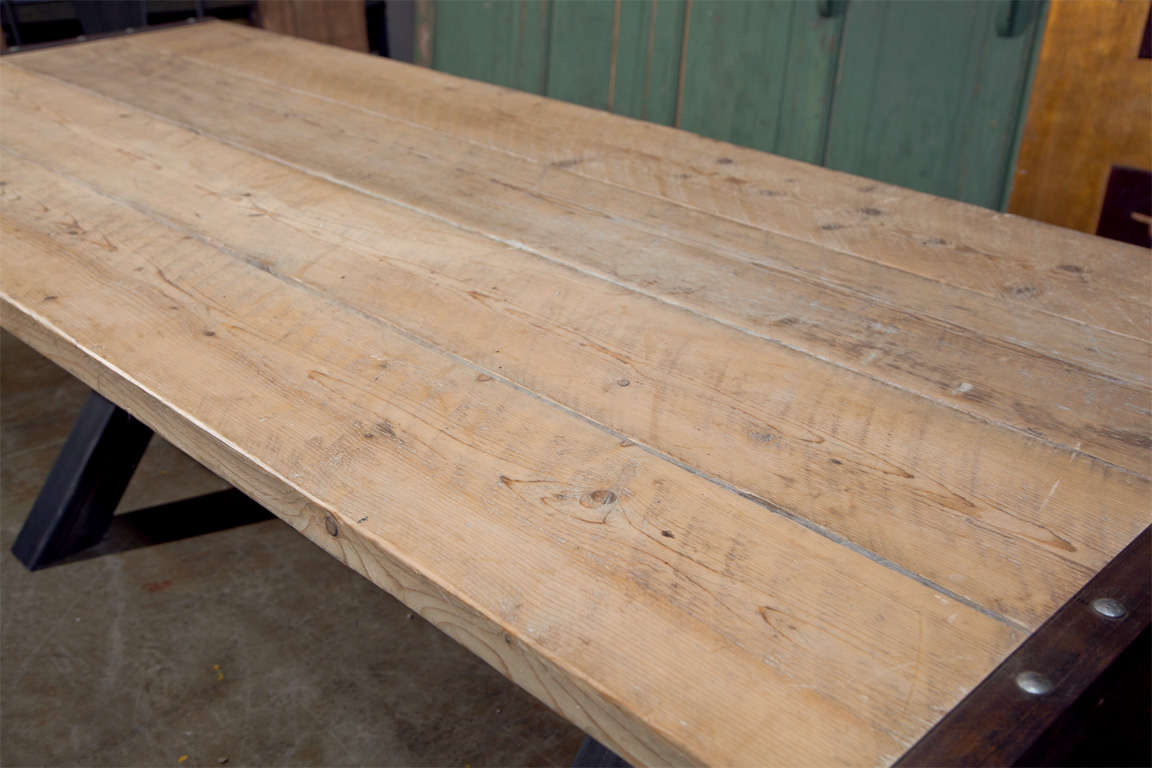 Industrial style steel base dining table at 1stDibs | industrial style ...