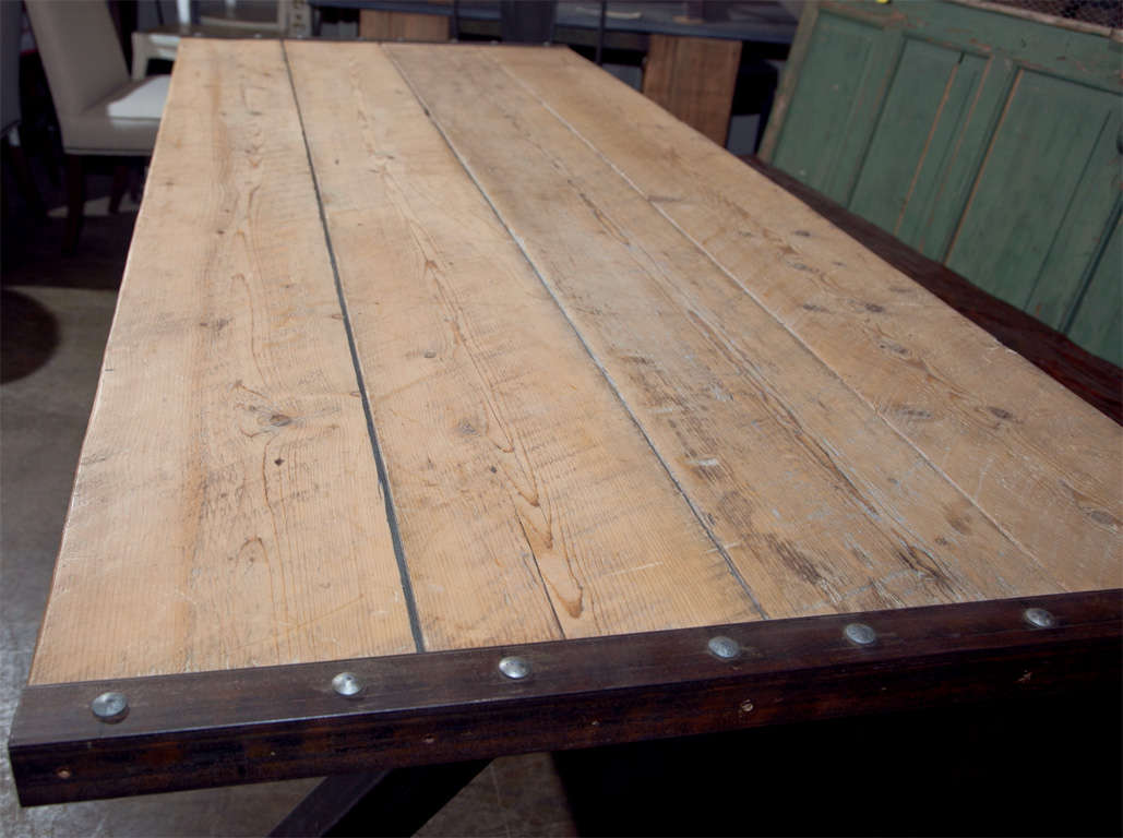 Industrial style steel base dining table at 1stDibs | industrial style ...