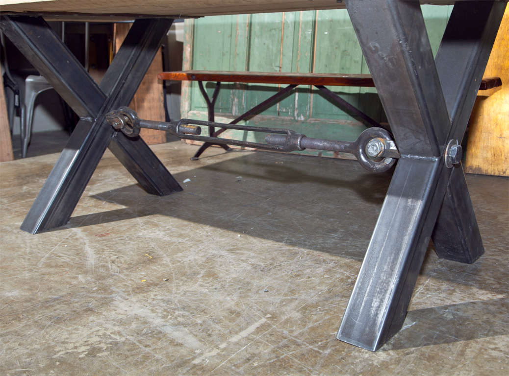 Industrial style steel base dining table at 1stDibs | industrial style ...