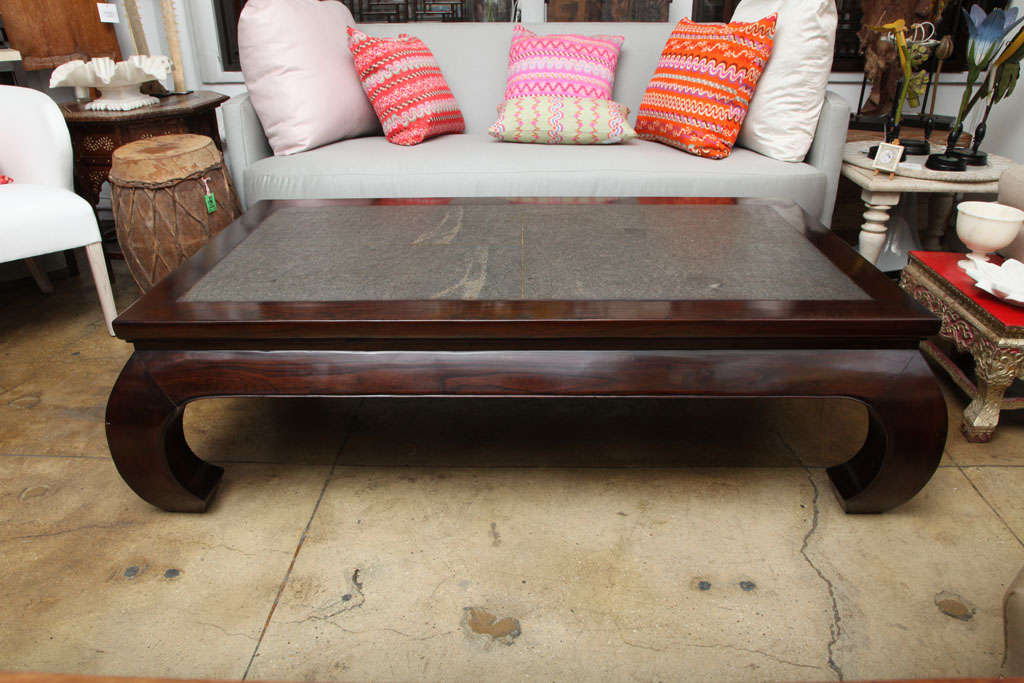 Bow Legged Coffee Table with Stone Inset Top at 1stDibs