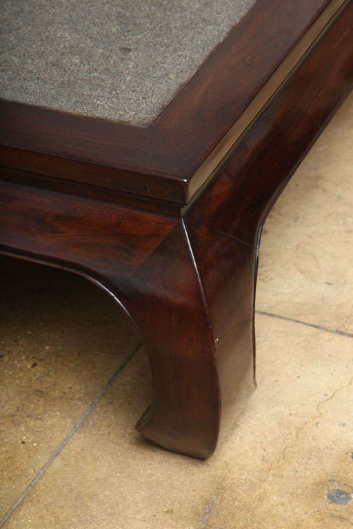 Bow Legged Coffee Table with Stone Inset Top at 1stDibs