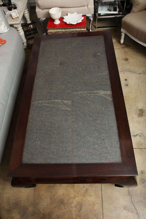 Bow Legged Coffee Table with Stone Inset Top at 1stDibs