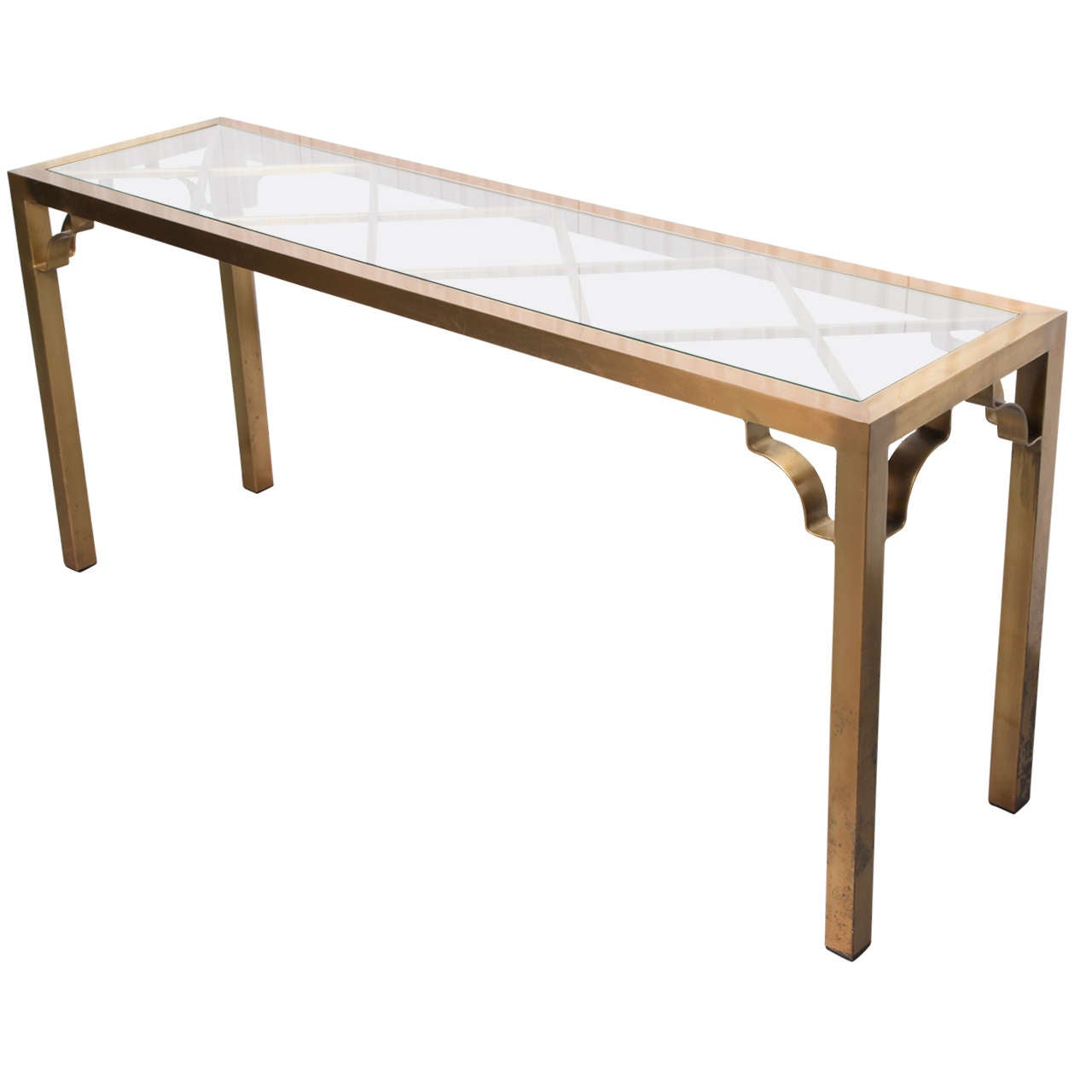 Mastercraft Brass Chinese Chippendale Console Table at 1stDibs