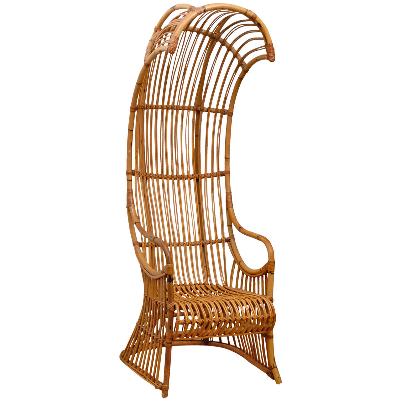 Rattan Hooded Chair at 1stDibs
