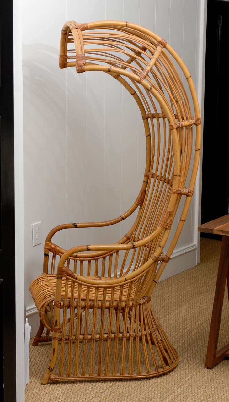 Rattan Hooded Chair at 1stDibs