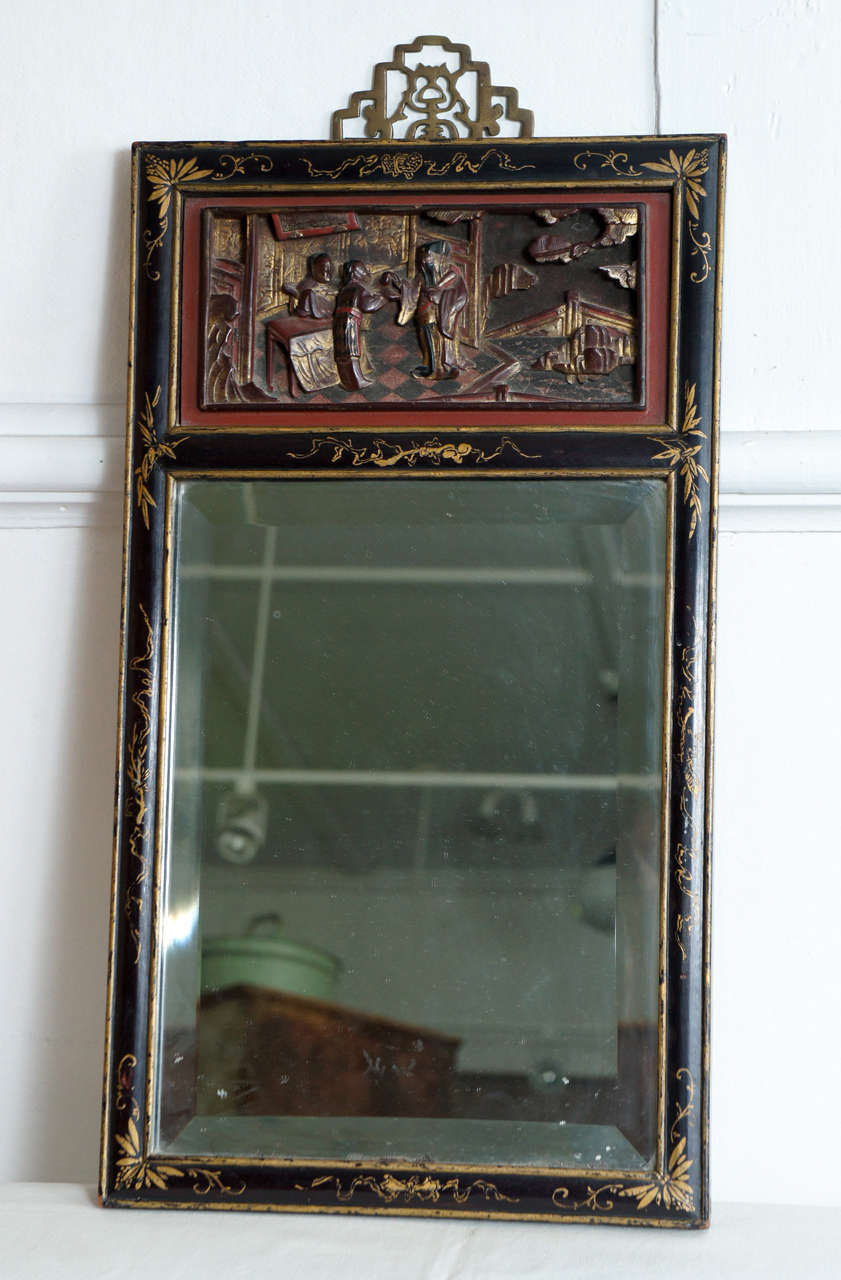 19th Century Ebonized Chinese Mirror For Sale at 1stDibs