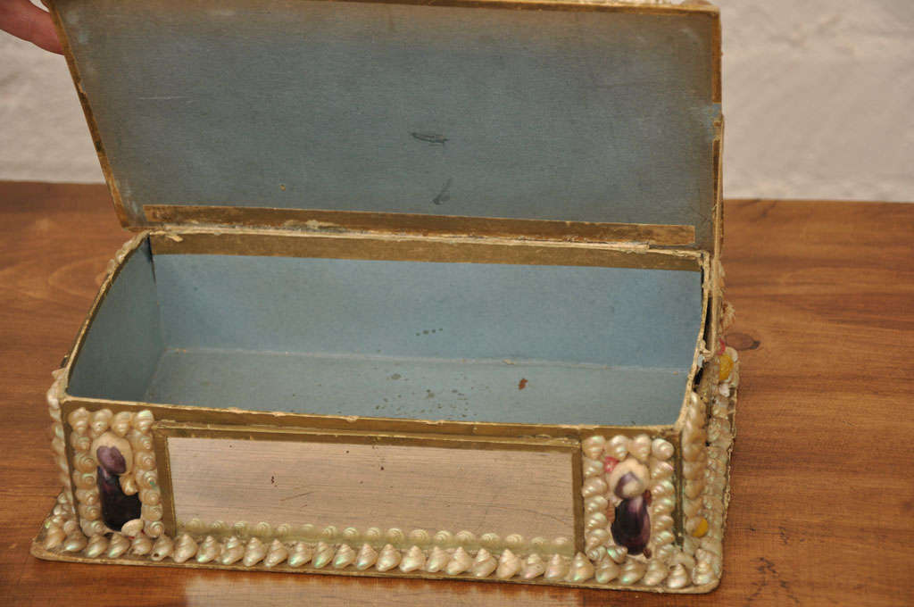 Antique English Shell Decorated Box For Sale at 1stDibs | decorated boxes