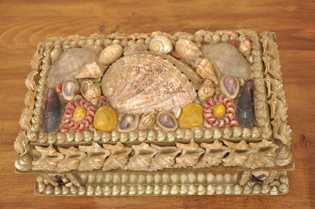 Antique English Shell Decorated Box For Sale at 1stDibs | decorated boxes