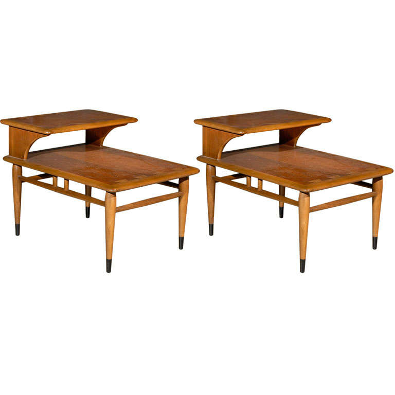 Pair Mid Century Lane Two Tier End tables at 1stDibs
