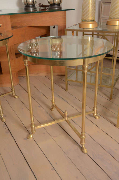 Pair of Round Brass Side Tables at 1stDibs