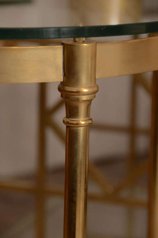Pair of Round Brass Side Tables at 1stDibs