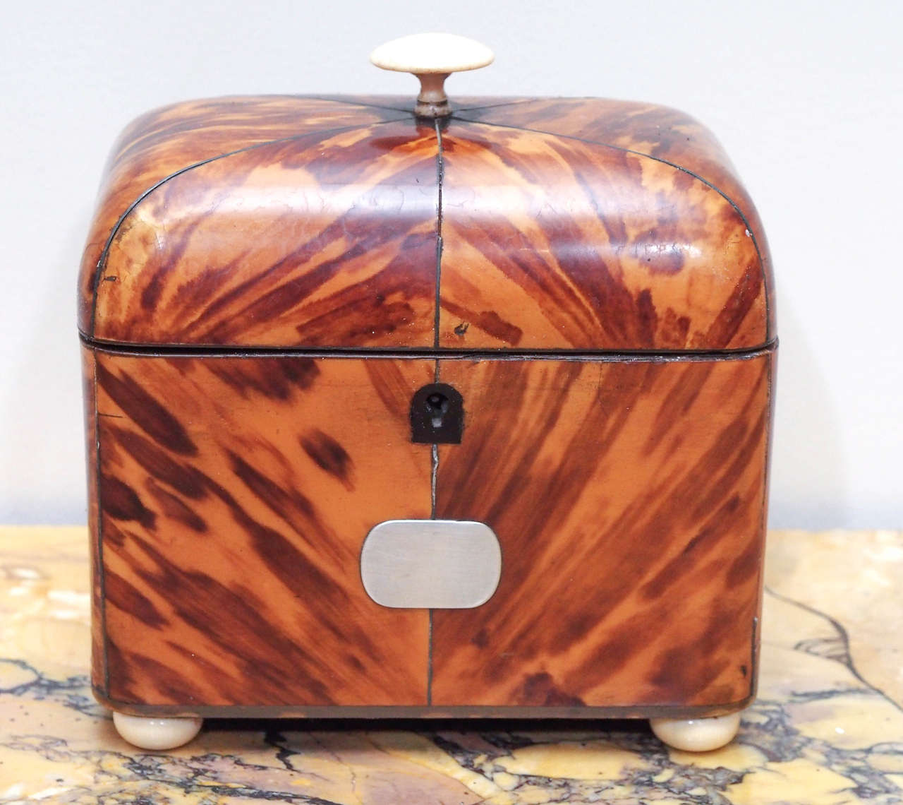 English George III Tortoiseshell Dome-Top Tea Caddy at 1stDibs