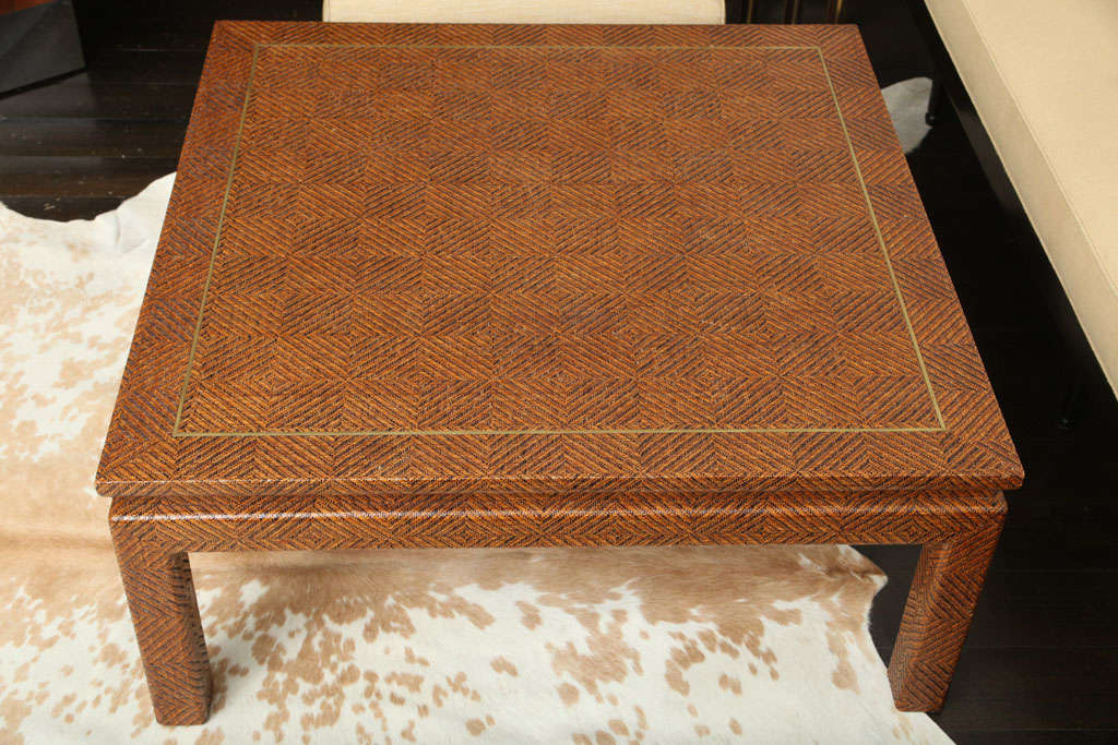 Square raffia cocktail table at 1stDibs