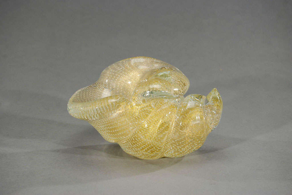 Barovier/Barbini Large Hand Blown Crystal Shell Bowl For Sale at 1stDibs