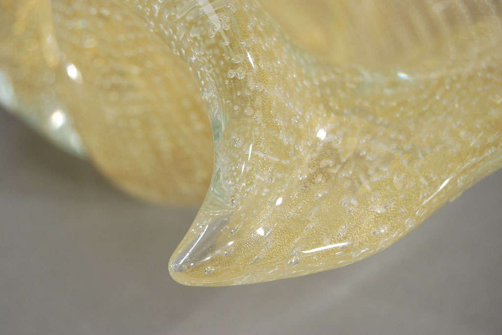 Barovier/Barbini Large Hand Blown Crystal Shell Bowl For Sale at 1stDibs