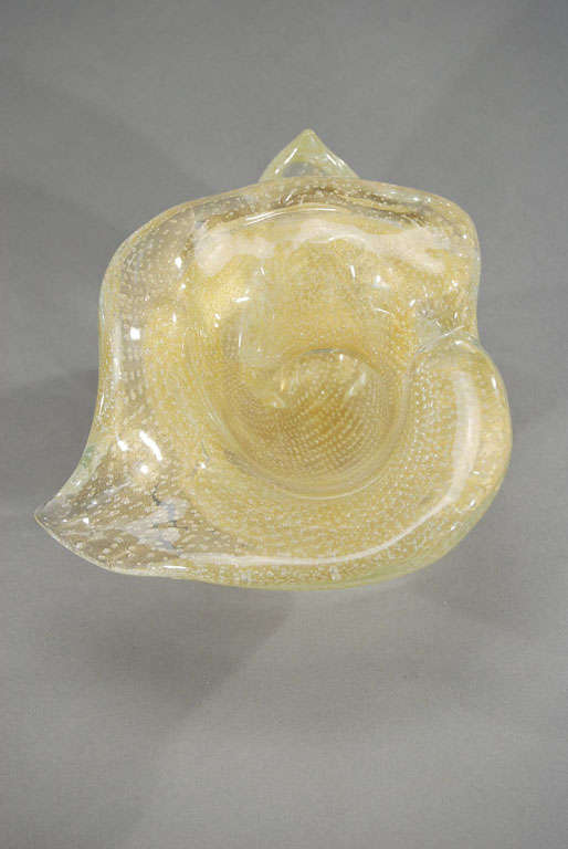 Barovier/Barbini Large Hand Blown Crystal Shell Bowl For Sale at 1stDibs