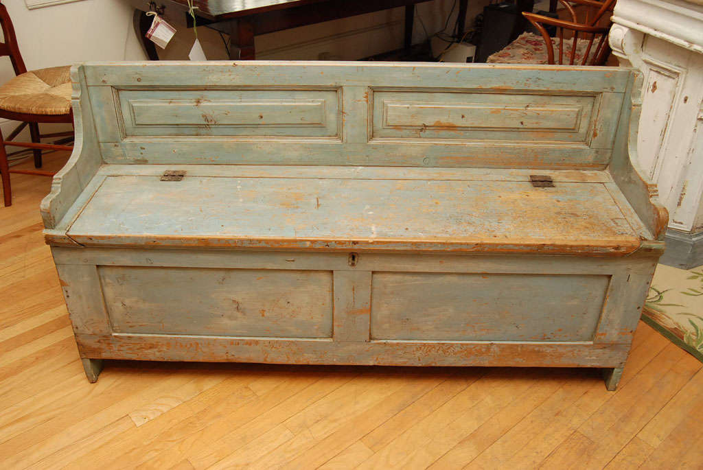 Painted English Bench with Lift Seat at 1stDibs