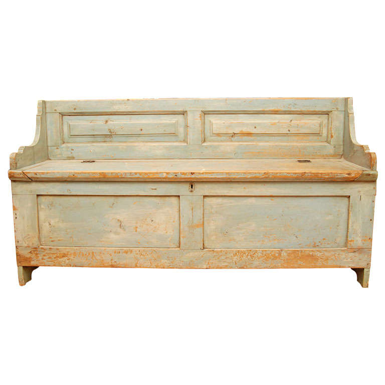 Painted English Bench with Lift Seat at 1stDibs