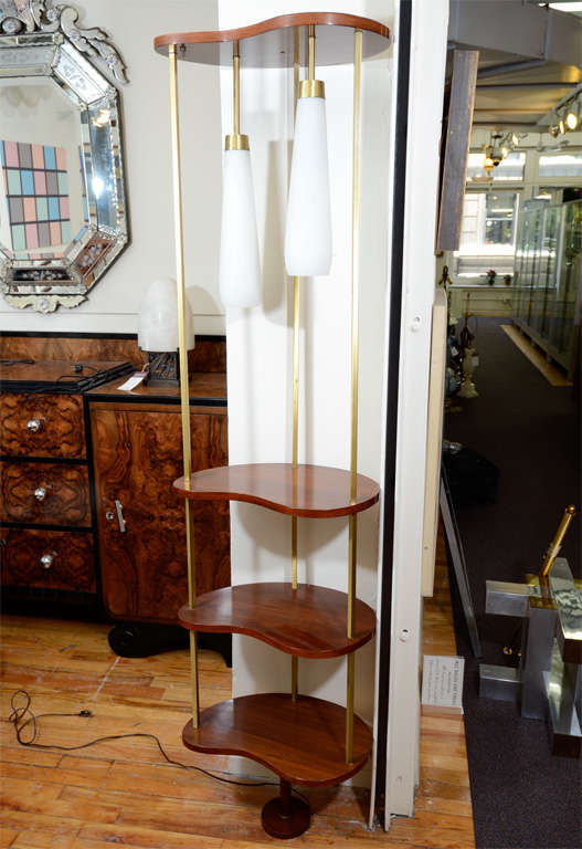 Mid Century Modern Free Standing Tension Pole Shelving Unit at 1stDibs ...