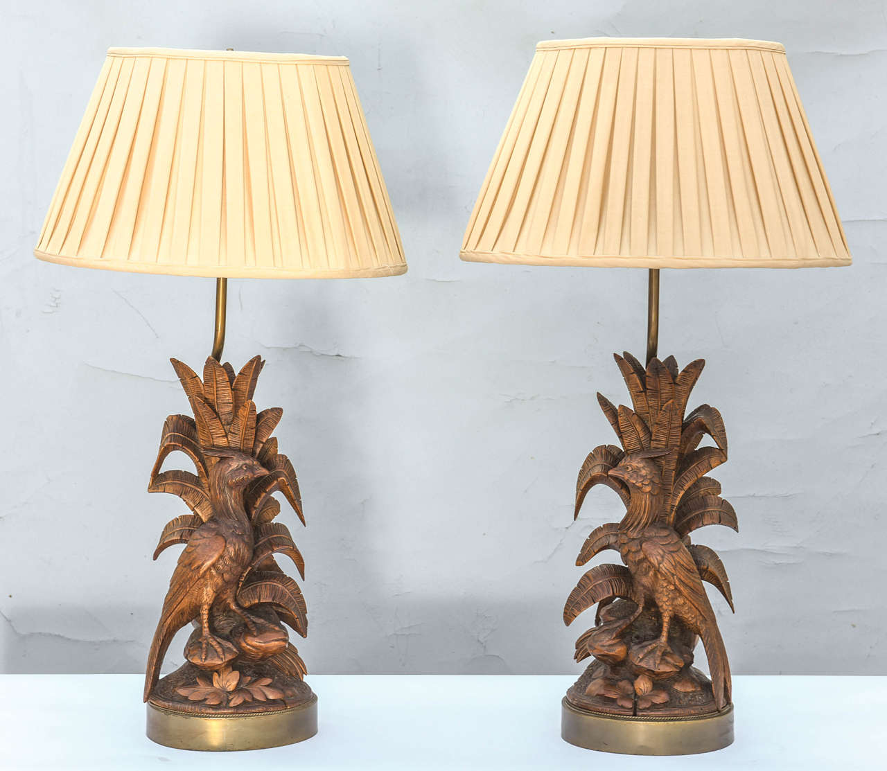 Pair of 19th Century Black Forest Carved Lamps For Sale at 1stDibs