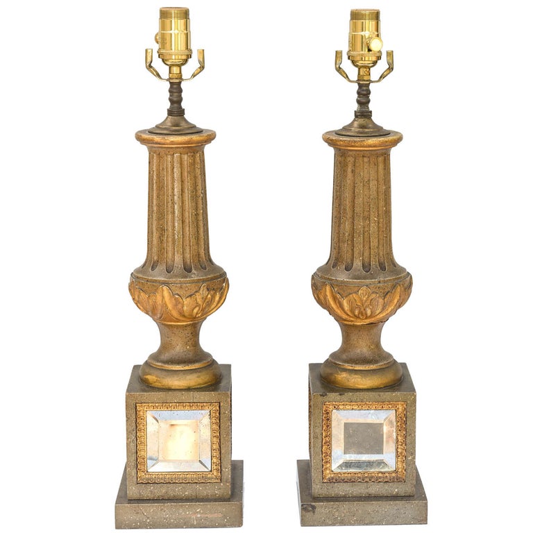 Pair of Midcentury Italian Baluster Form Lamps on Mirrored Base For ...