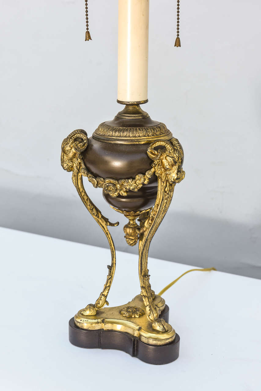 19th Century Patinated and Bronze Dore Athenienne Lamp For Sale at 1stDibs