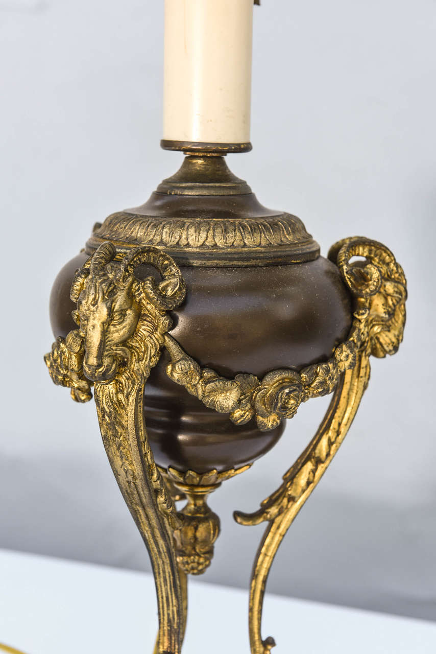 19th Century Patinated and Bronze Dore Athenienne Lamp For Sale at 1stDibs