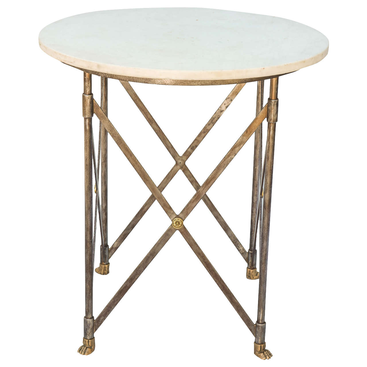 Neoclassical Iron Table with Marble Top at 1stDibs