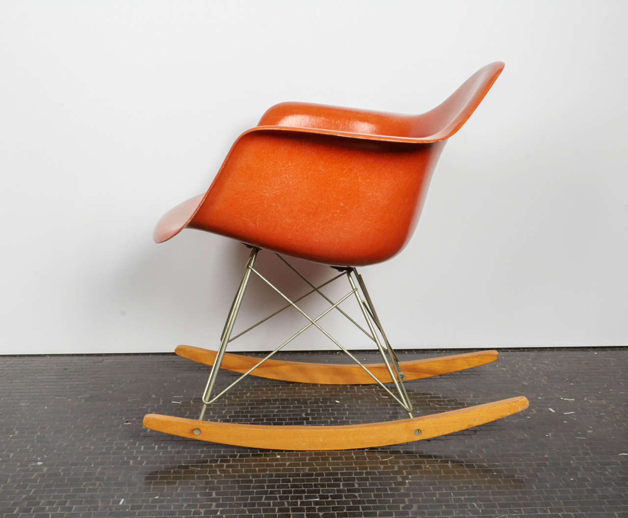 Charles and Ray Eames Orange Fiberglass Rocker, Manufactured by Herman ...