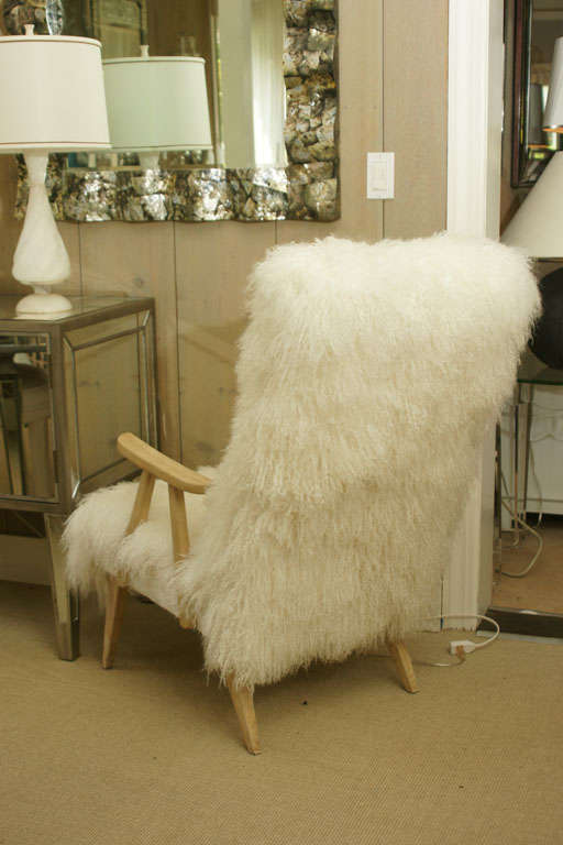 Pair of Open Arm Chairs Covered in Tibetan Lamb at 1stDibs