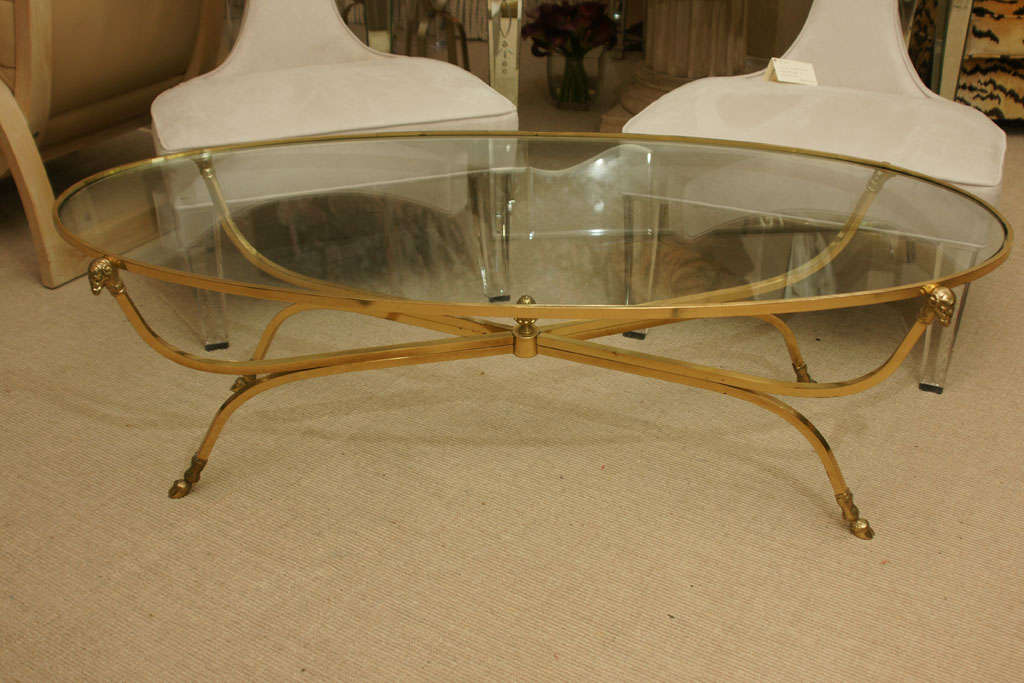 Brass Rams Head Oval Coffee Table at 1stDibs
