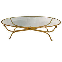 Brass Rams Head Oval Coffee Table at 1stDibs