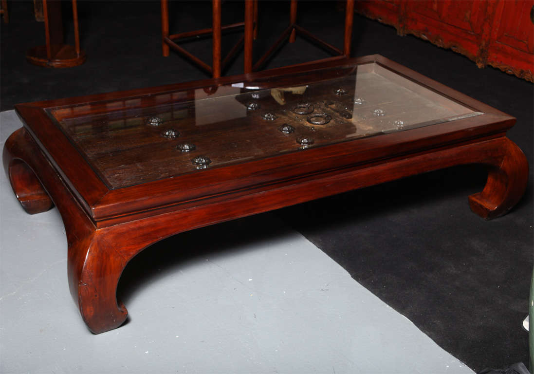 Chinese Glass Top Coffee Table Fashioned from an Antique 19th Century ...