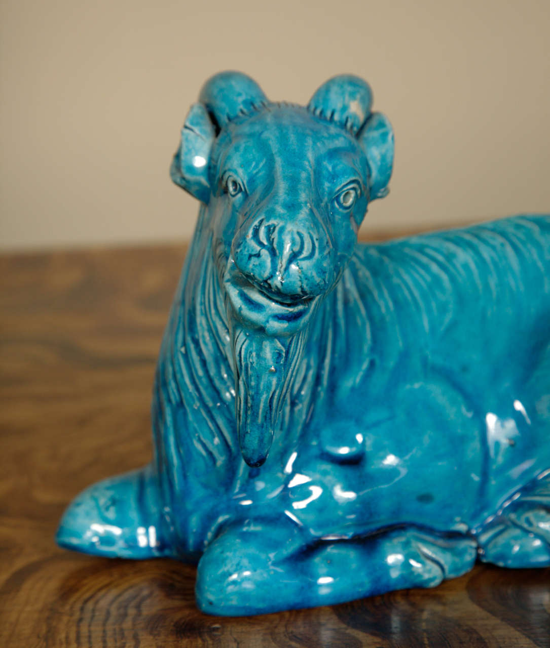 Pair of Turquoise Glazed Porcelain Rams, Early Qing Dynasty, 19th ...