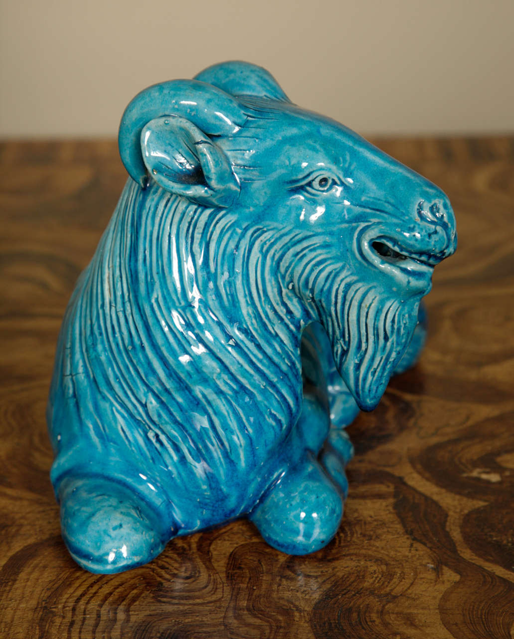 Pair of Turquoise Glazed Porcelain Rams, Early Qing Dynasty, 19th ...