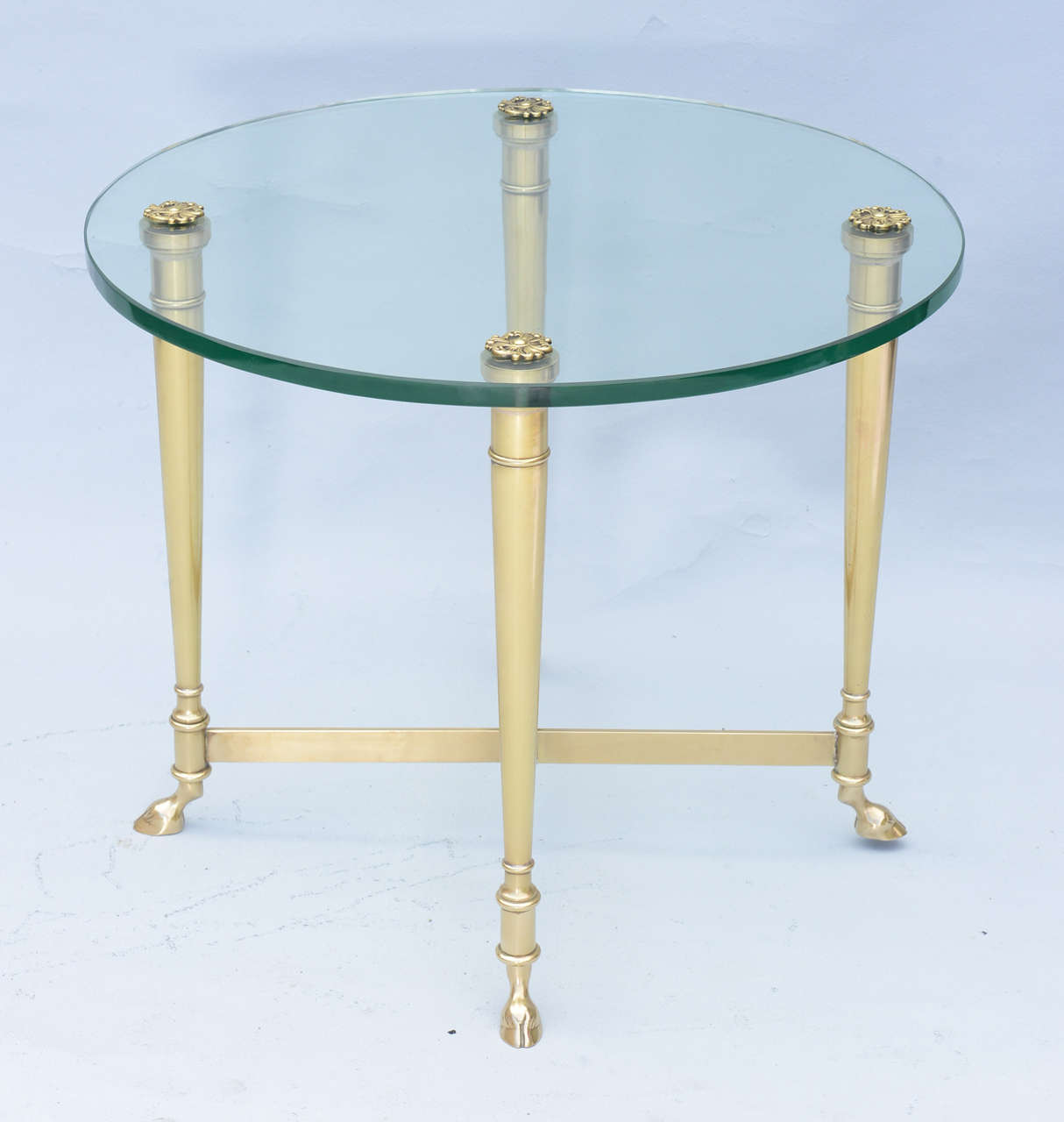 Polished Brass End Table with Glass Top on Hooved Feet at 1stDibs ...