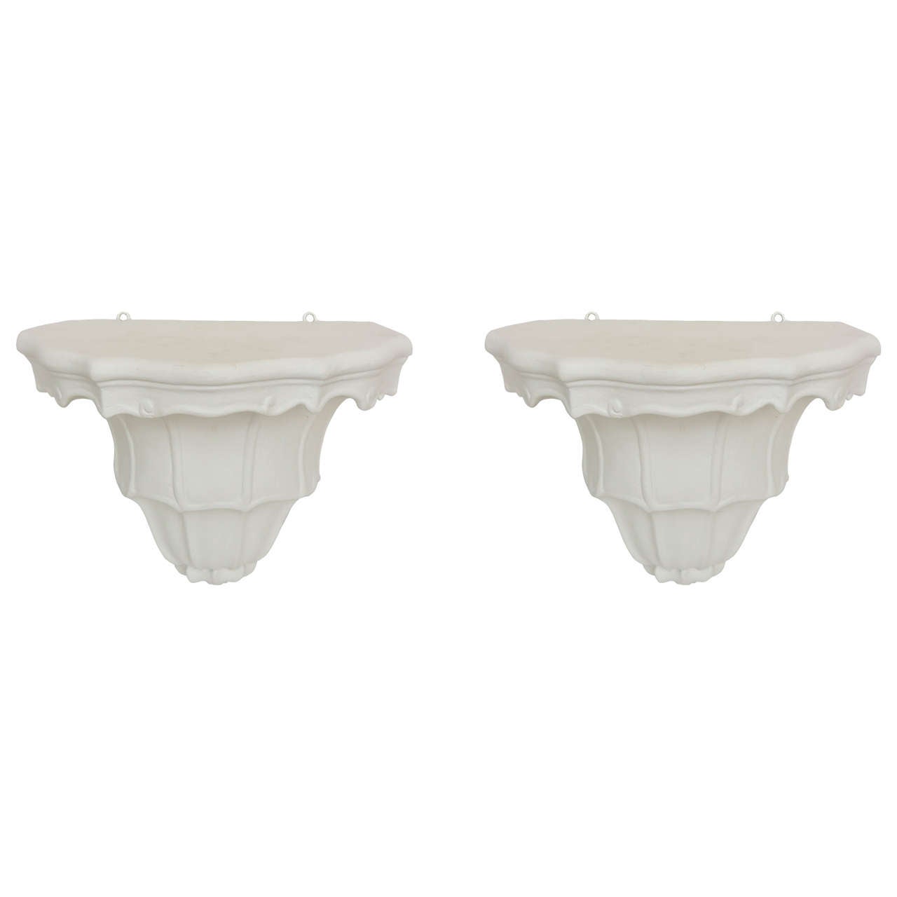 Pair of White Plaster Wall-Shelves in the Style of Serge Roche: 20th ...