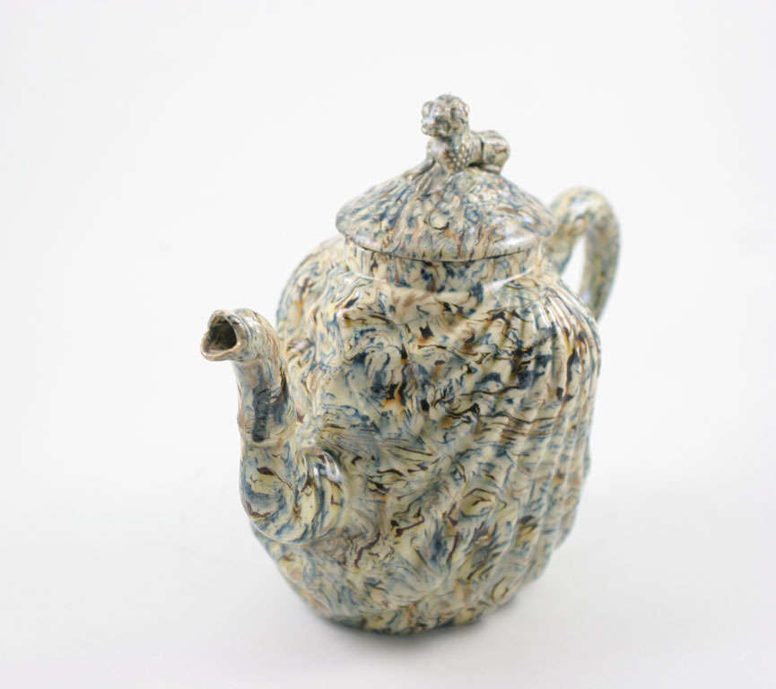 English Solid Agate Pottery Pectin Shell Teapot at 1stDibs