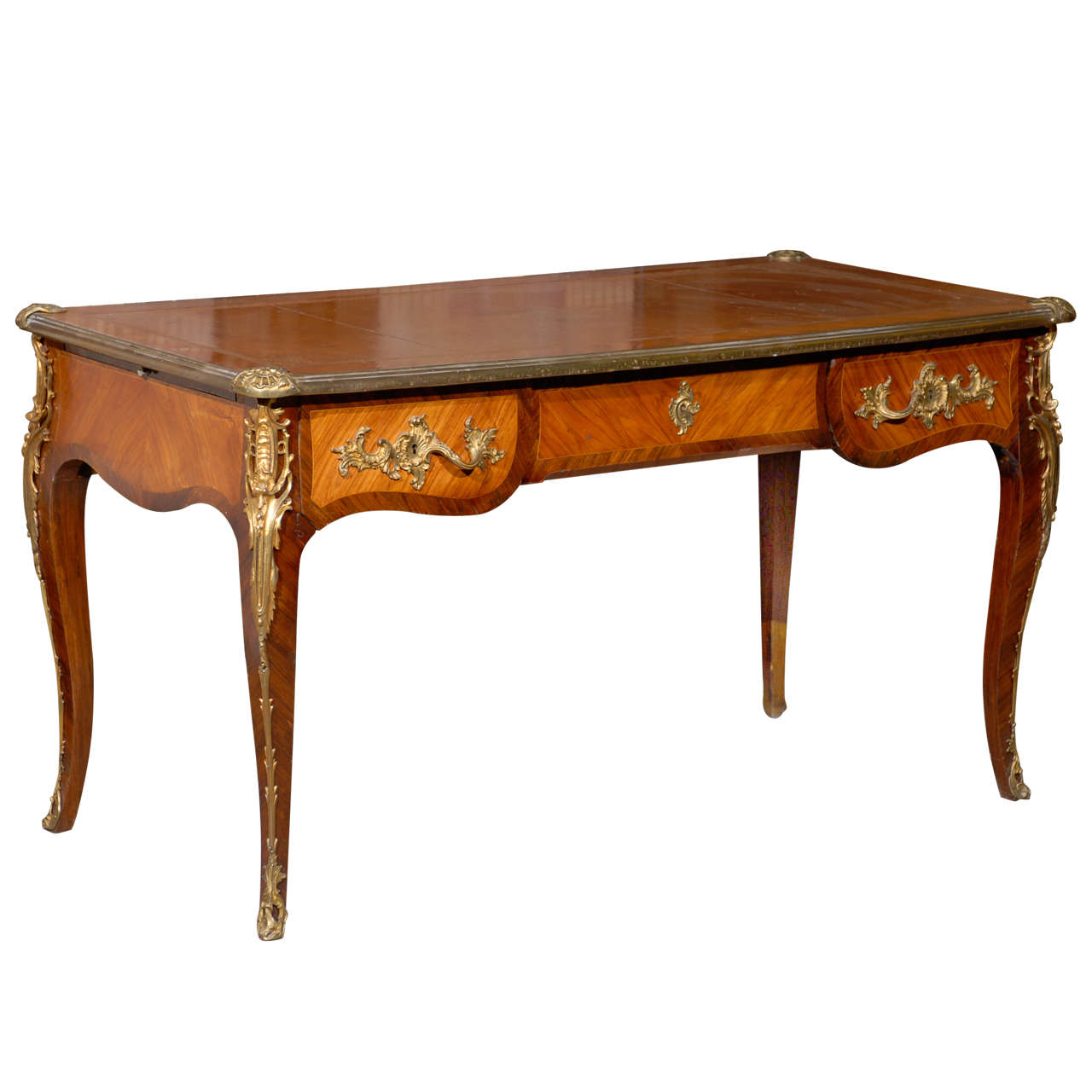 Louis XV Style Bureau Plat or Writing Desk with Bronze Mounts For Sale ...