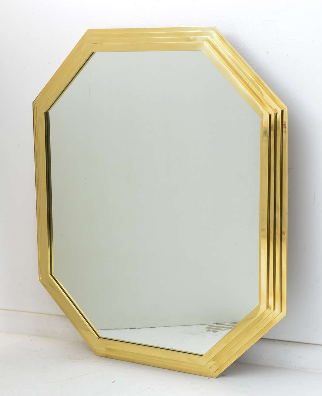 Art Deco Style, Octagonal Shaped Brass Mirror, Italy, circa 1970s at ...