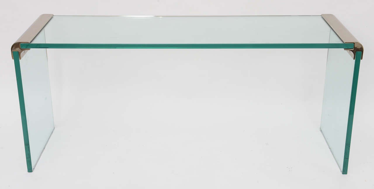 Pace Polished Steel and Glass Table at 1stDibs