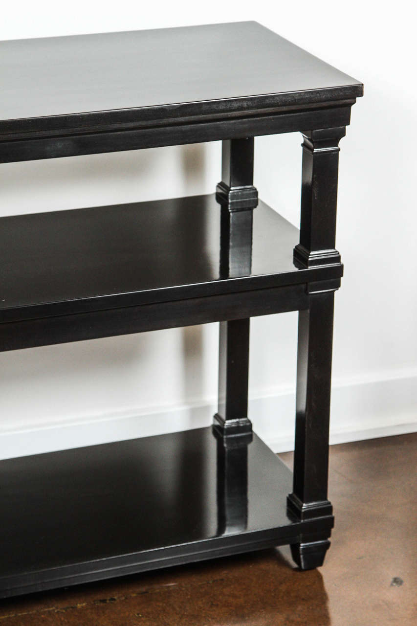 Vintage Two-Tiered Console Table in Ebonized Finish at 1stDibs