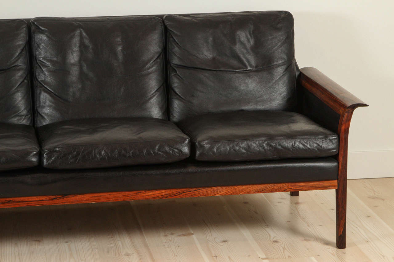 Leather and Rosewood Sofa by Hans Olsen at 1stDibs | hans olsen sofa ...