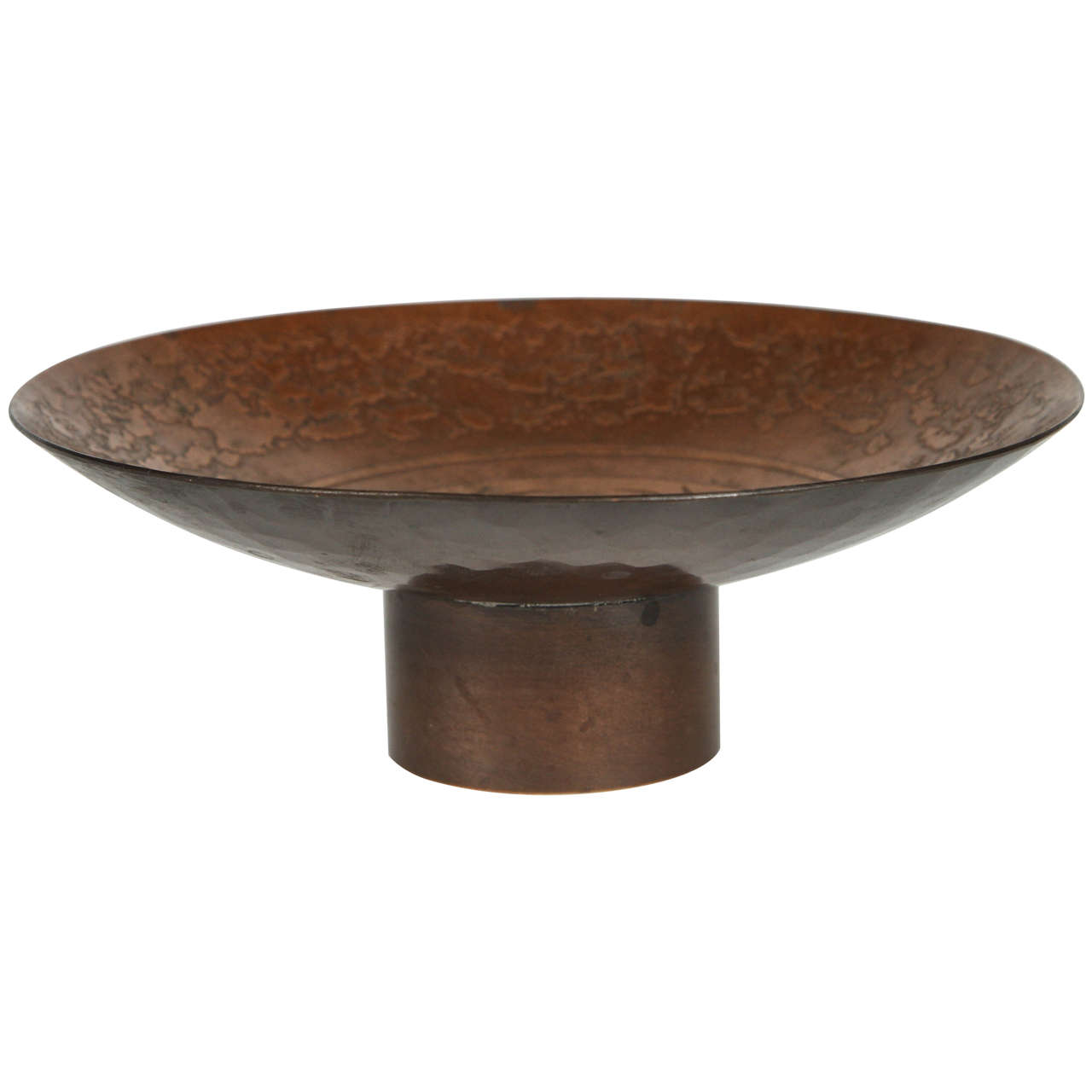 Small Incise Copper Footed Bowl with Aztec Pattern For Sale at 1stDibs