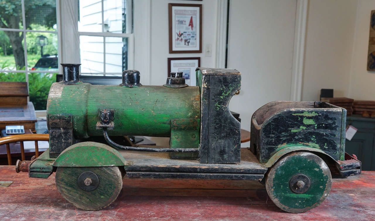 Green Painted Toy Train at 1stDibs