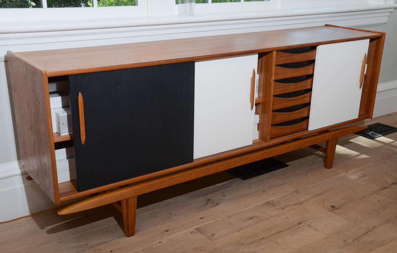 Mid-Century Arne Vodder Teak Credenza in Black and White at 1stDibs