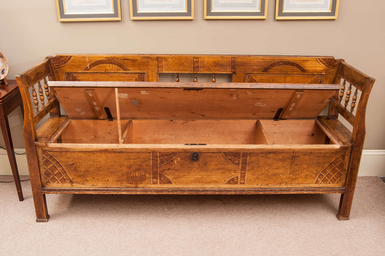 Faux-Painted Provincial Settle with Storage at 1stDibs